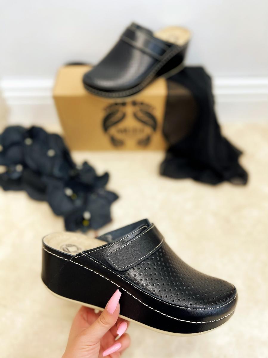 MUBB VISOKE KOŽNE KLOMPE NA ČIČAK - CRNE - Hop Hop Shop: Ženska obuća i ...